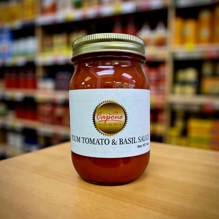 Plum Tomato & Basil Sauce. Shelf stable – Capone Foods